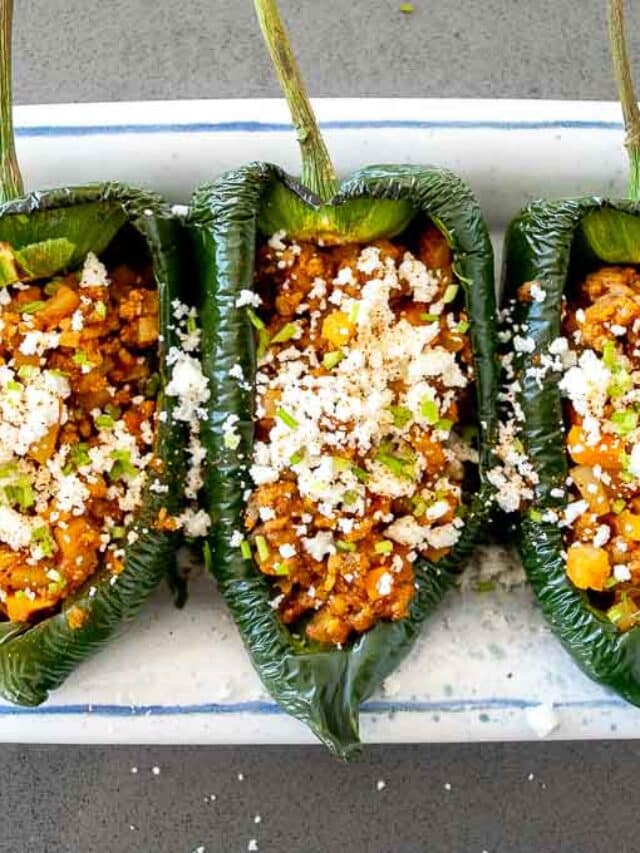 Picadillo Stuffed Poblano Peppers | Mexican Please