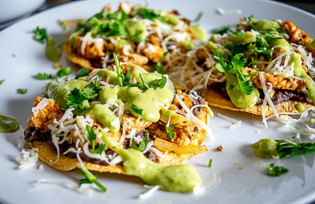 Easy Chicken Tostadas with Salsa de Aguacate | Mexican Please